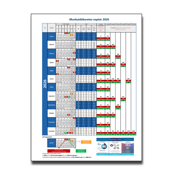 Munkaidőkeretes munkaügyi naptár 2026 - Munkaügyi Fórum